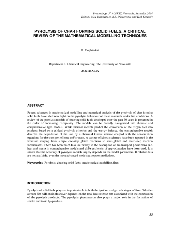 (PDF) Pyrolysis Of Char Forming Solid Fuels: A Critical Review Of The ...