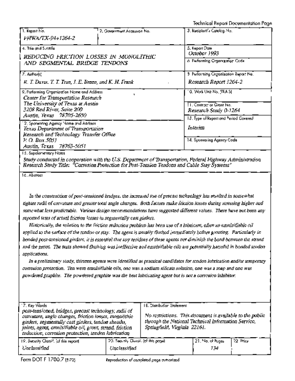 (PDF) Reducing Friction Losses in Monolitidc and Segmental Bridge Tendons