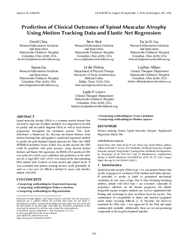(PDF) Prediction of Clinical Outcomes of Spinal Muscular Atrophy Using ...