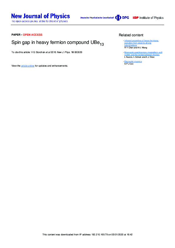 (PDF) Spin gap in heavy fermion compound UBe13