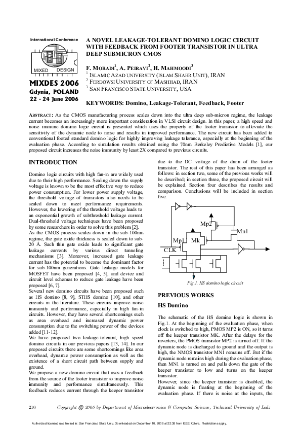 (PDF) A NOVEL LEAKAGE-TOLERANT DOMINO LOGIC CIRCUIT WITH FEEDBACK FROM ...