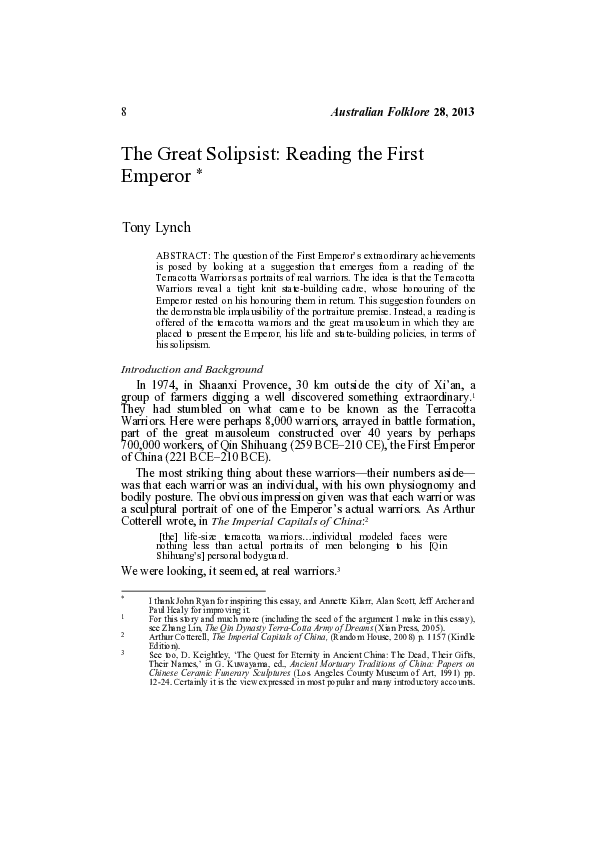 (PDF) The Great Solipsist: Reading the First Emperor