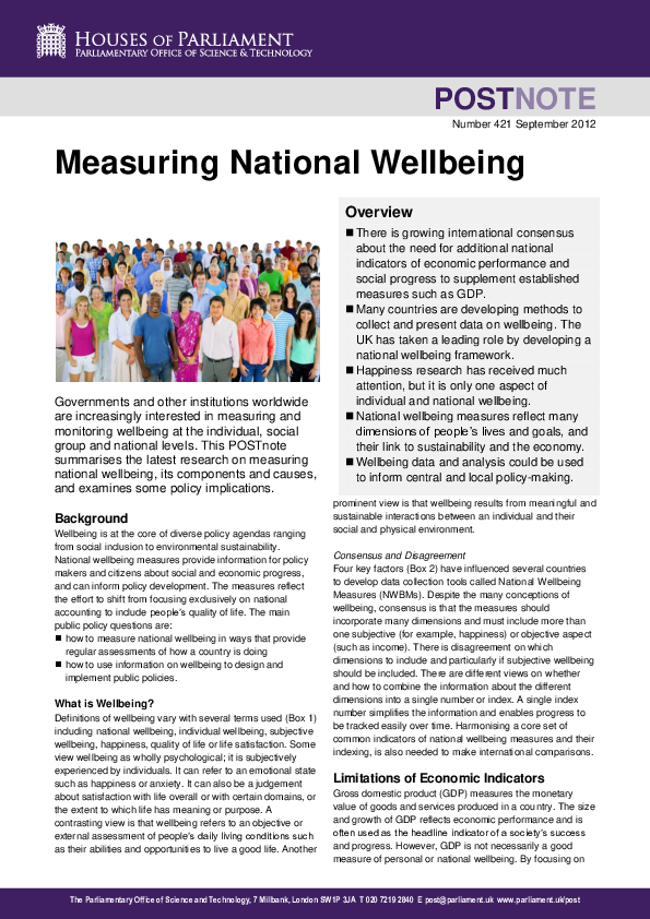 (PDF) Measuring National Wellbeing