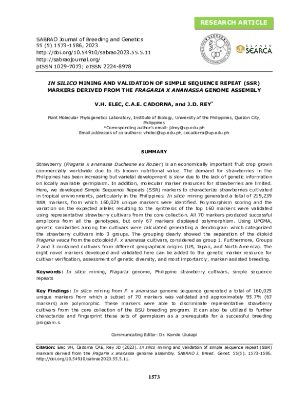 Pdf In Silico Mining And Validation Of Simple Sequence Repeat Ssr