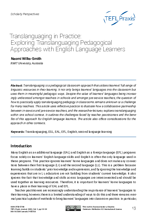 (PDF) Translanguaging in Practice: Exploring Translanguaging ...