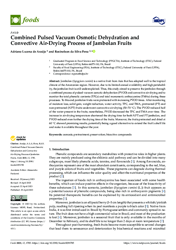 (PDF) Combined Pulsed Vacuum Osmotic Dehydration and Convective Air ...