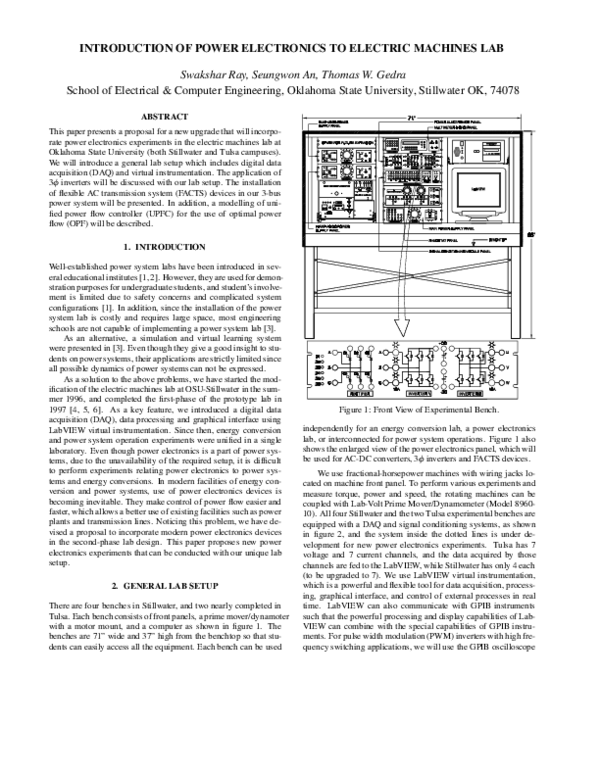 (PDF) Introduction of power electronics to electric machines lab