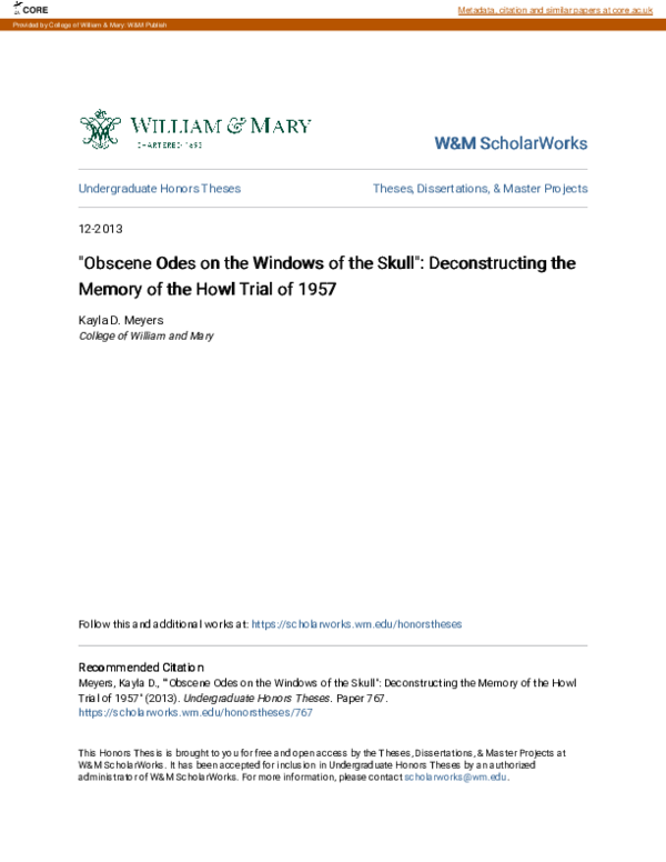(PDF) Obscene Odes on the Windows of the Skull": Deconstructing the ...