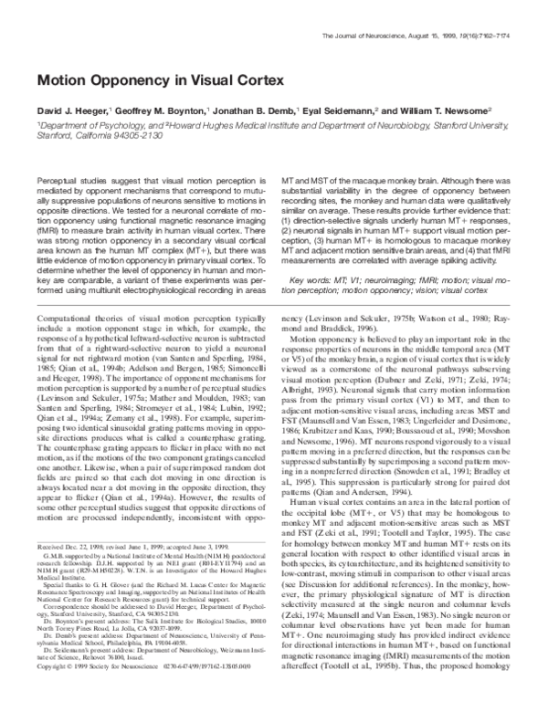 (PDF) Motion Opponency in Visual Cortex