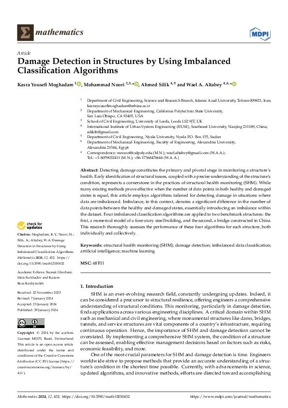 (PDF) Damage Detection in Structures by Using Imbalanced Classification Algorithms