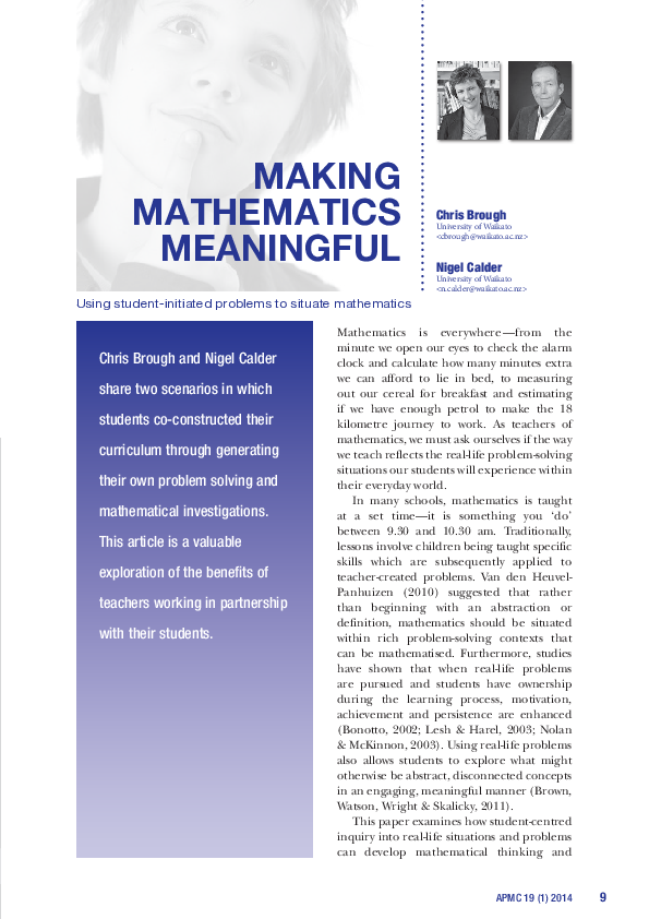 (PDF) Making mathematics meaningful