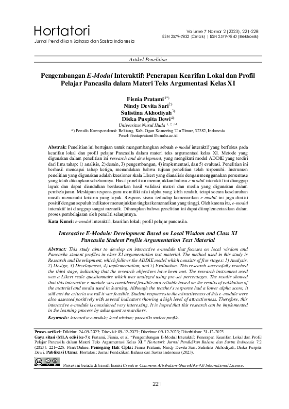 (PDF) E-Modul Interaktif: Pengembangan Berbasis Kearifan Lokal dan Profil Pelajar Pancasila ...