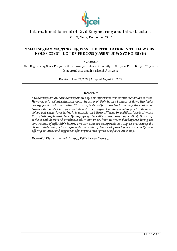 (PDF) Value Stream Mapping for Waste Identification in the Low Cost ...