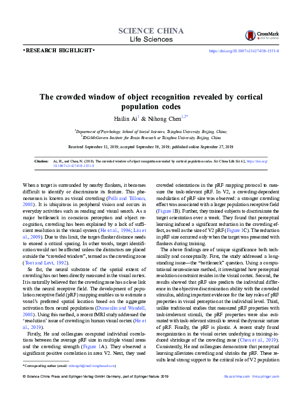 (PDF) The crowded window of object recognition revealed by cortical ...