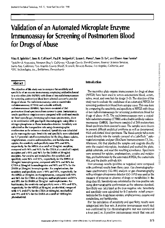 (PDF) Validation of an Automated Microplate Enzyme Immunoassay for Screening of Postmortem Blood ...