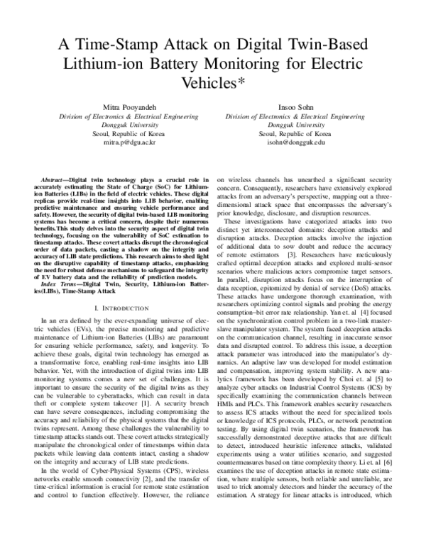 (PDF) A Time-Stamp Attack on Digital Twin-Based Lithium-ion Battery ...