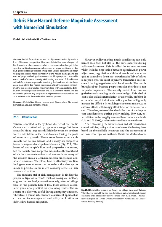 (PDF) Debris Flow Hazard Defense Magnitude Assessment with Numerical Simulation