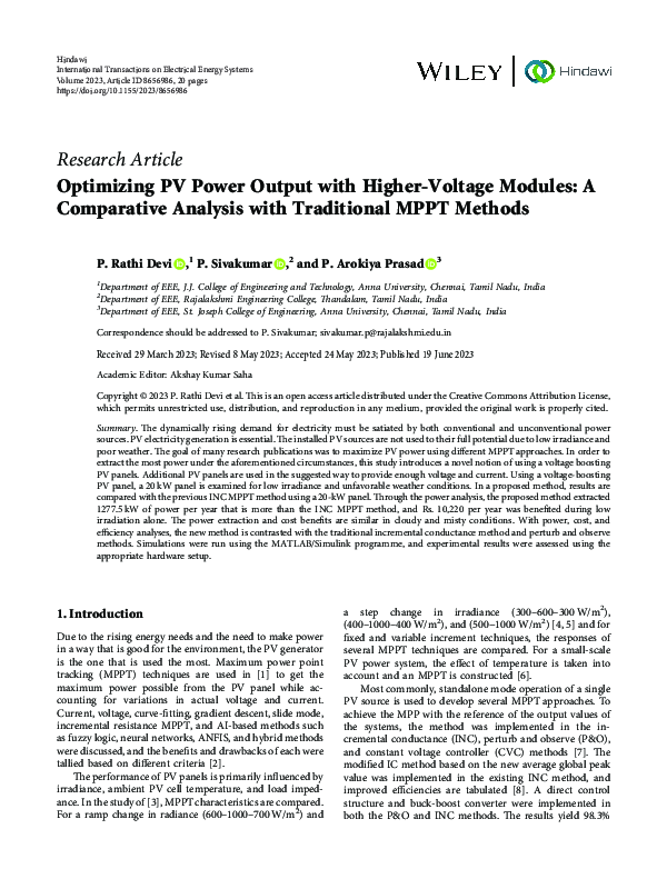 (PDF) Optimizing PV Power Output with Higher-Voltage Modules: A Comparative Analysis with ...