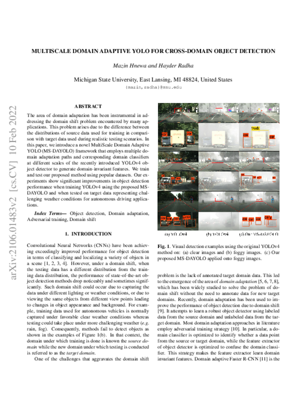 (PDF) Multiscale Domain Adaptive Yolo For Cross-Domain Object Detection