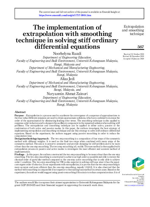 (PDF) The implementation of extrapolation with smoothing technique in solving stiff ordinary ...