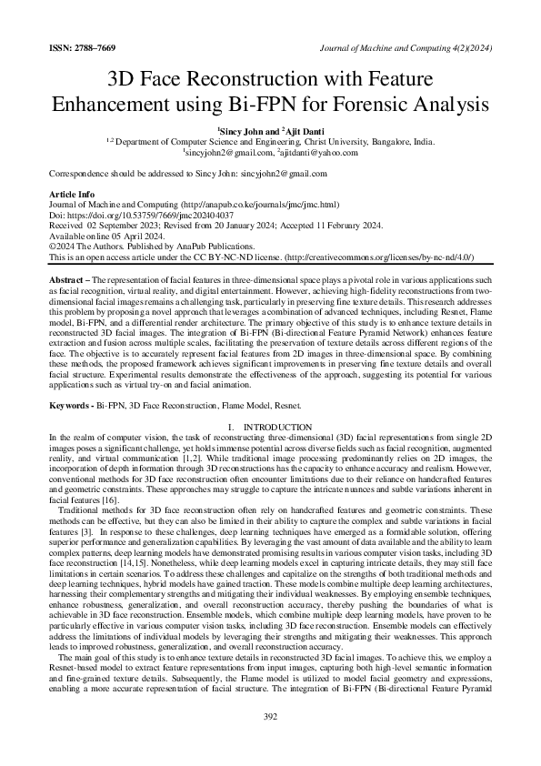 (PDF) 3D Face Reconstruction with Feature Enhancement using Bi-FPN for ...