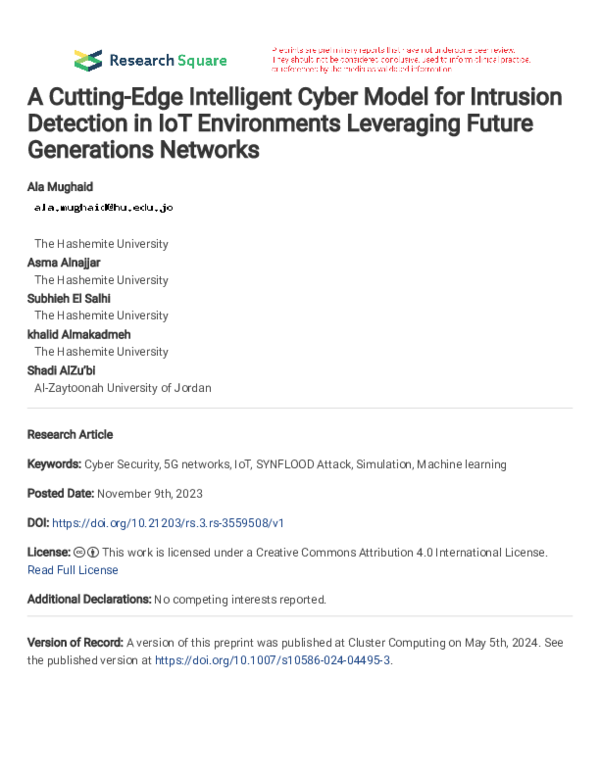 (PDF) A Cutting-Edge Intelligent Cyber Model for Intrusion Detection in IoT Environments ...