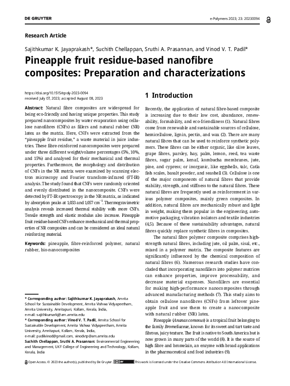 (PDF) Pineapple fruit residue-based nanofibre composites: Preparation ...