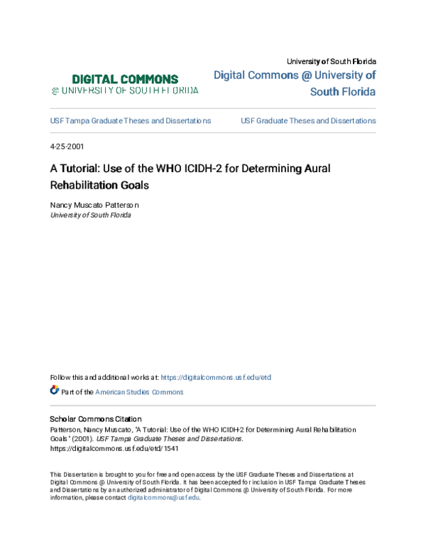(PDF) A Tutorial: Use of the WHO ICIDH-2 for Determining Aural ...