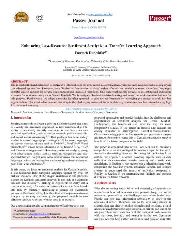 (PDF) Enhancing Low-Resource Sentiment Analysis: A Transfer Learning Approach