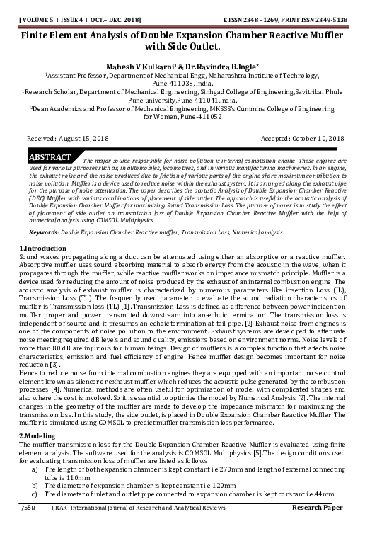 (PDF) Finite Element Analysis of Double Expansion Chamber Reactive ...