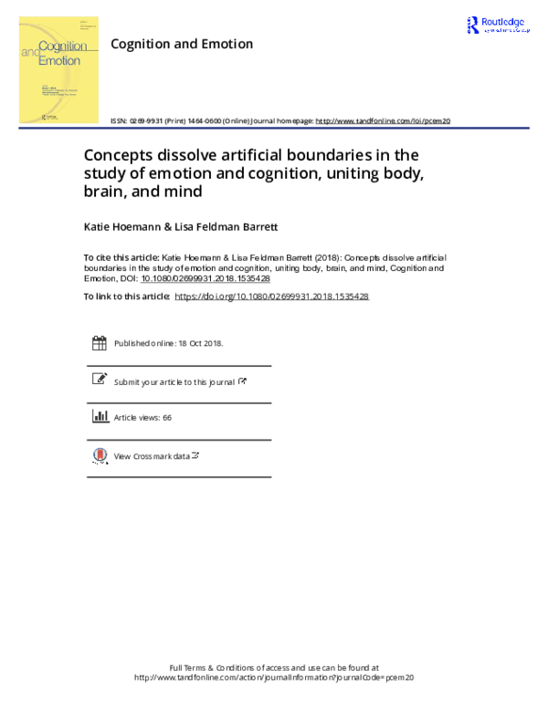 (PDF) Concepts dissolve artificial boundaries in the study of emotion and cognition, uniting ...