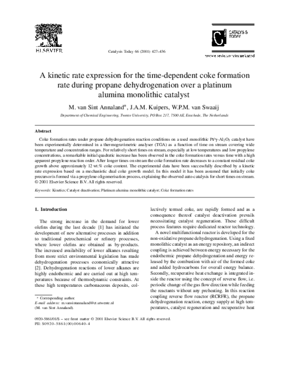 (PDF) A kinetic rate expression for the time-dependent coke formation ...