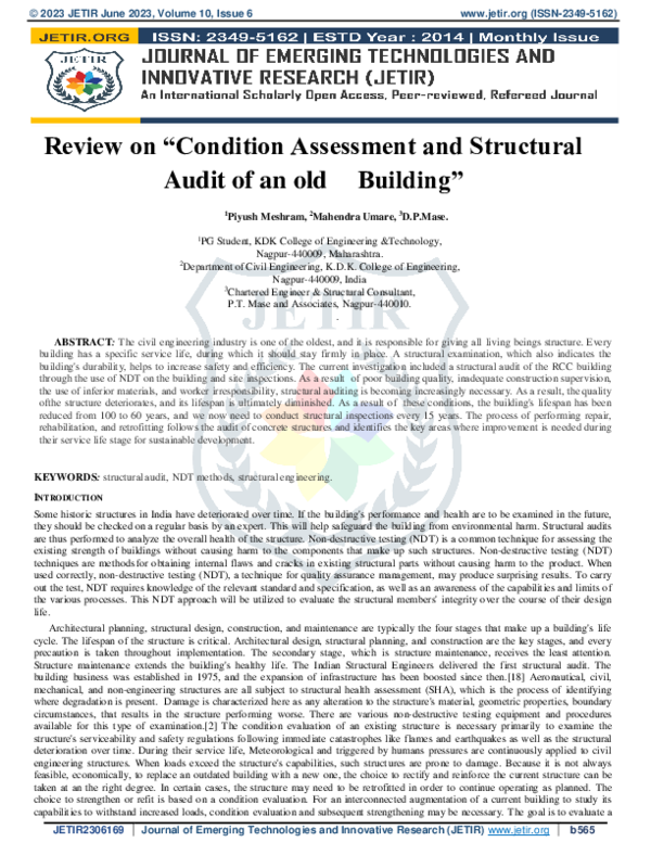 (PDF) Review on "Condition Assessment and Structural Audit of an old ...