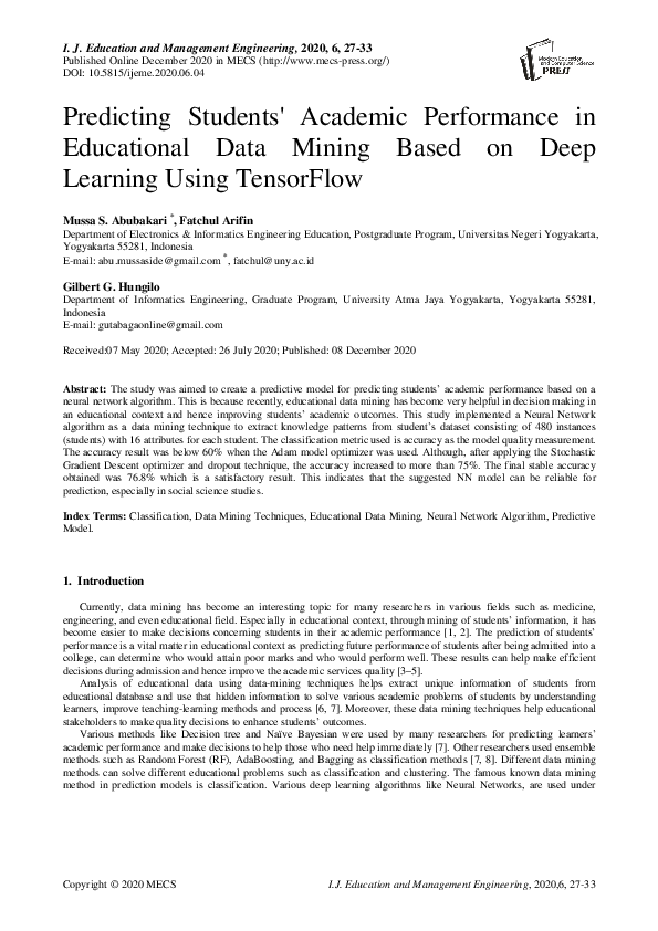 (PDF) Predicting Students' Academic Performance in Educational Data Mining Based on Deep ...