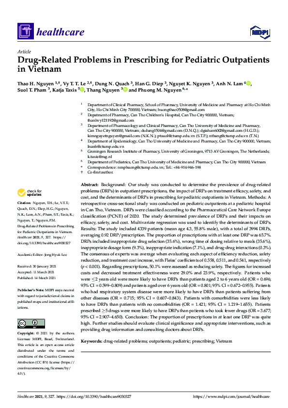 (PDF) Drug-Related Problems in Prescribing for Pediatric Outpatients in ...