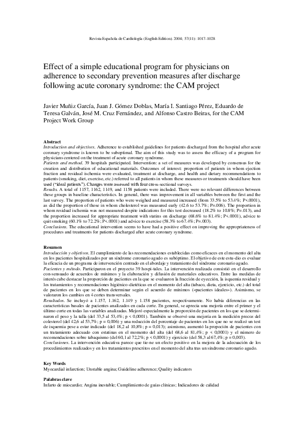 (PDF) Impact of Physician Education on ACS Care