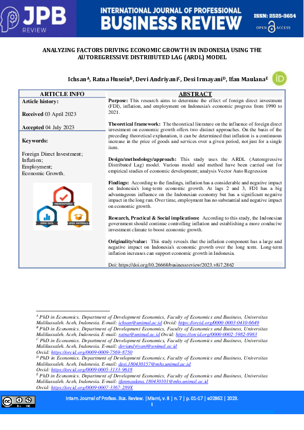 (PDF) Analyzing Factors Driving Economic Growth in Indonesia Using the ...