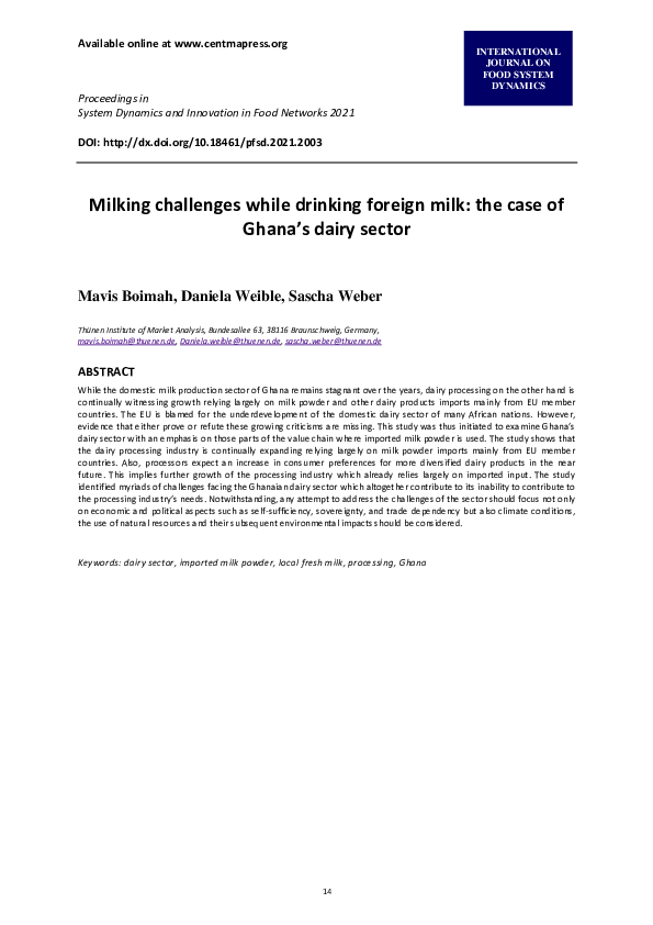 (PDF) Milking challenges while drinking foreign milk: the case of Ghana ...