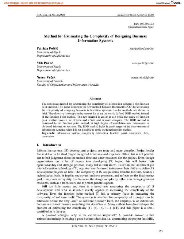 (PDF) Method for Estimating the Complexity of Designing Business ...