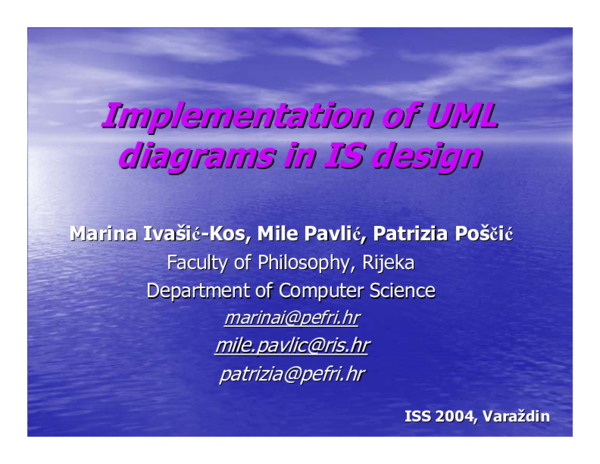 (PDF) Implementation of UML diagrams in IS design