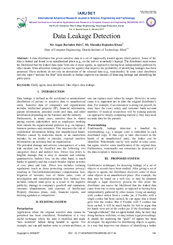 (PDF) Data Leakage Detection