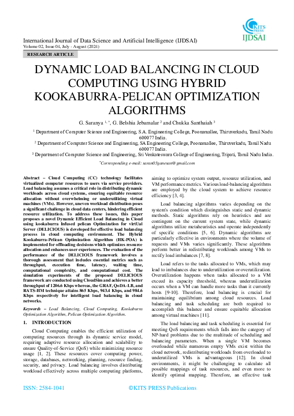 (PDF) DYNAMIC LOAD BALANCING IN CLOUD COMPUTING USING HYBRID KOOKABURRA-PELICAN OPTIMIZATION ...
