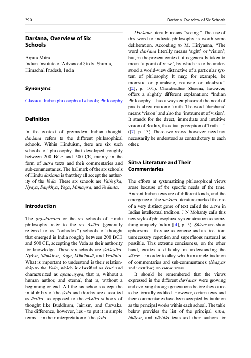 (PDF) Darśana, overview of six schools, in Jeffery Long et el (eds ...