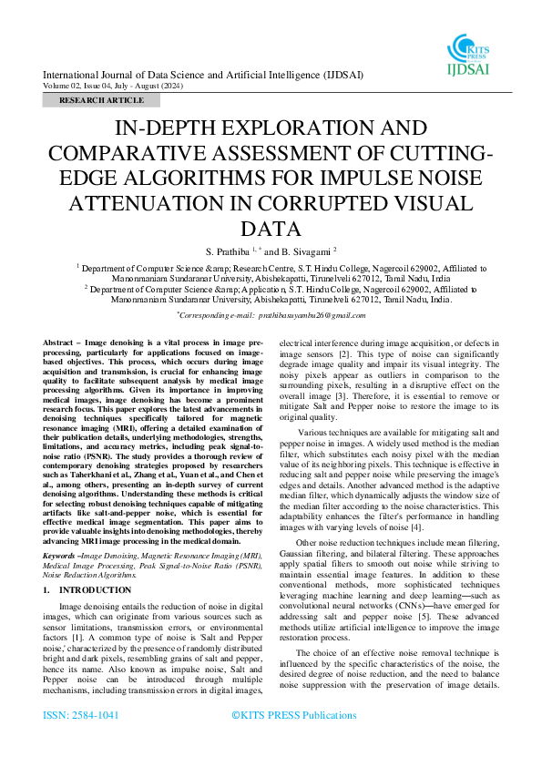 (PDF) IN-DEPTH EXPLORATION AND COMPARATIVE ASSESSMENT OF CUTTING-EDGE ALGORITHMS FOR IMPULSE ...