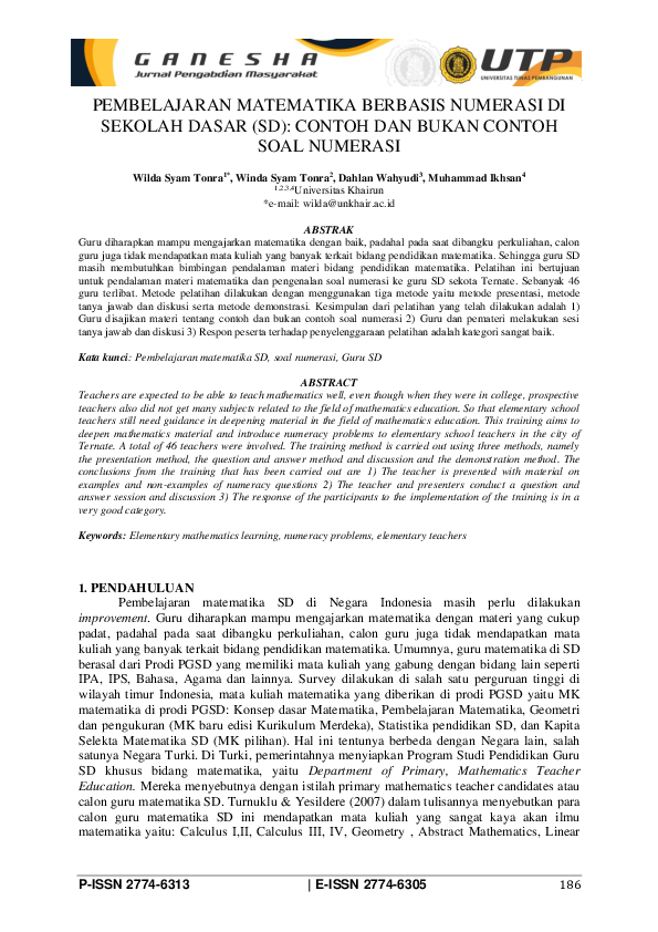 (PDF) Pembelajaran Matematika Berbasis Numerasi DI Sekolah Dasar (SD ...