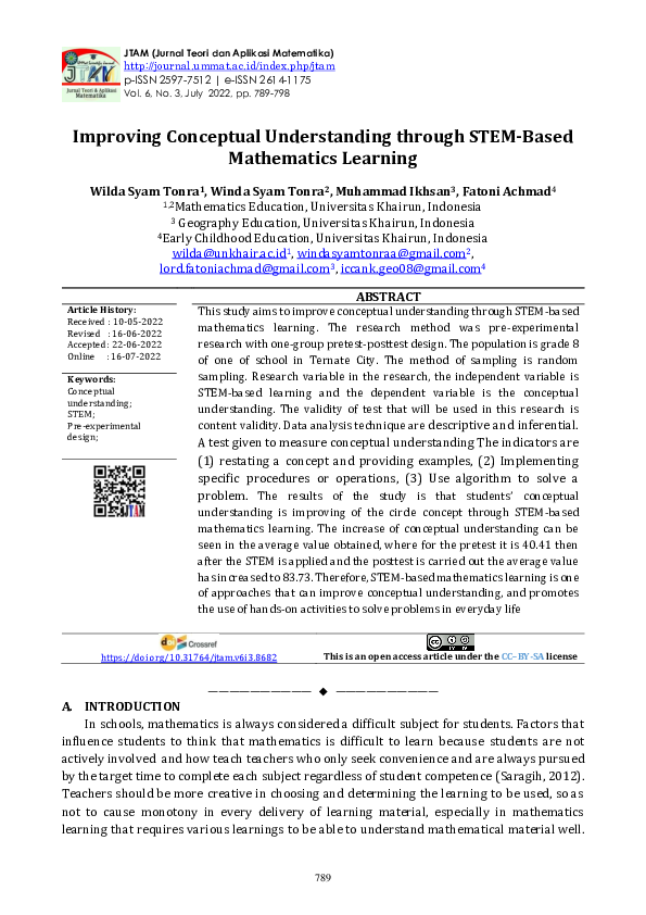 (PDF) Improving Conceptual Understanding Through STEM-Based Mathematics Learning