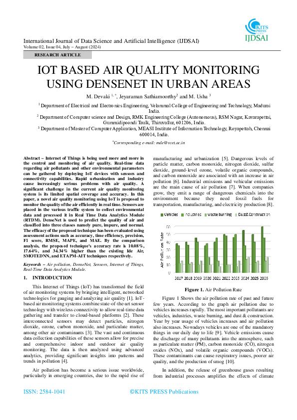 (PDF) IOT BASED AIR QUALITY MONITORING USING DENSENET IN URBAN AREAS