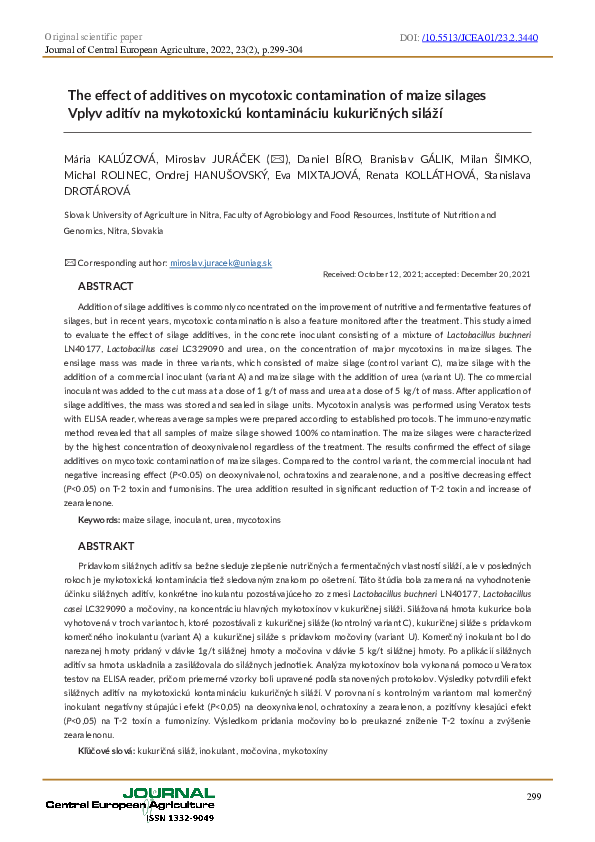 (PDF) The effect of additives on mycotoxic contamination of maize silages