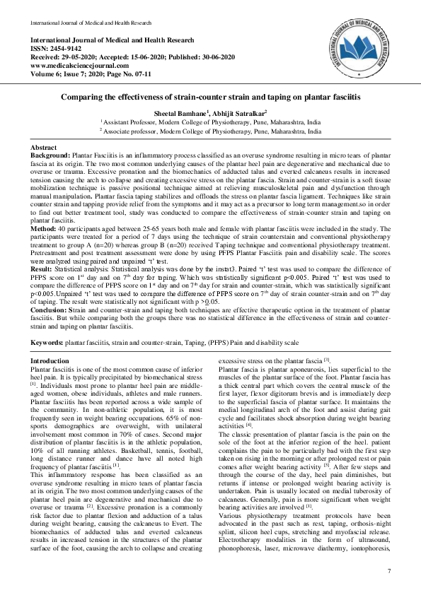 (PDF) Comparing the effectiveness of strain-counter strain and taping ...