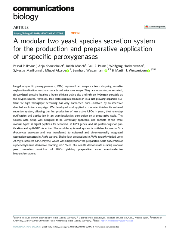 (PDF) A modular two yeast species secretion system for the production ...